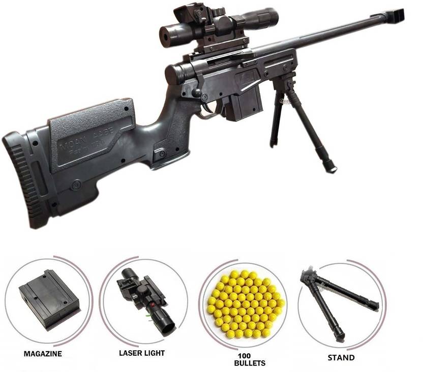IndusBay AWM Sniper Rifle Toy Gun 29 Inches Long Gun with 100 Plastic ...