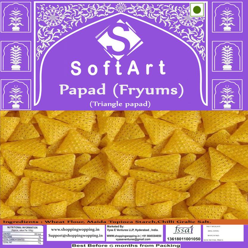 Soft Art Home Made Triangle papad Fryums Fryums 250 g Price in India ...