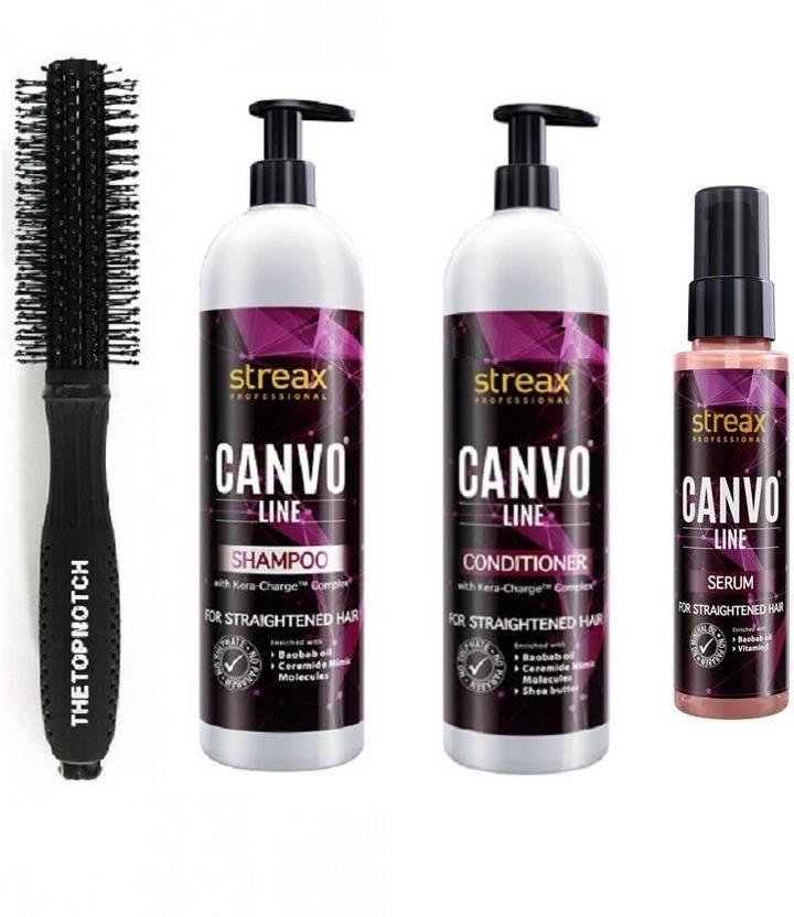 TheTopNotch Hair Brush + Streax Canvo Line Shampoo + Conditioner ...