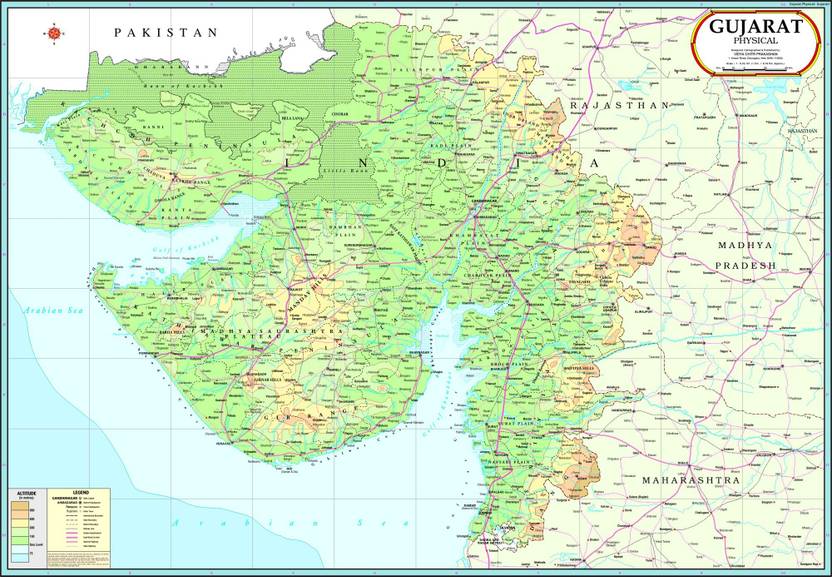 Gujarat Physical Map Photographic Paper - Maps posters in India - Buy ...