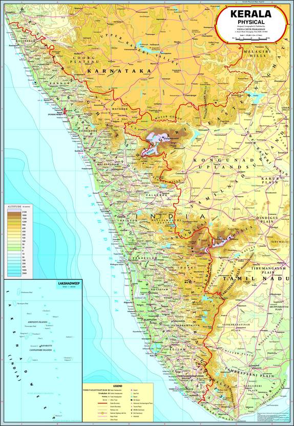Kerala Physical map Photographic Paper - Maps posters in India - Buy ...