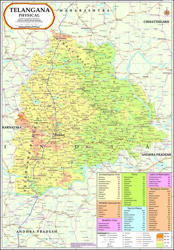 Telangana Physical Map Photographic Paper - Maps posters in India - Buy ...