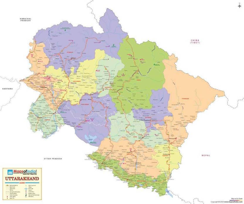 Uttarakhand Detailed Political Map Fine Art Print - Maps posters in ...