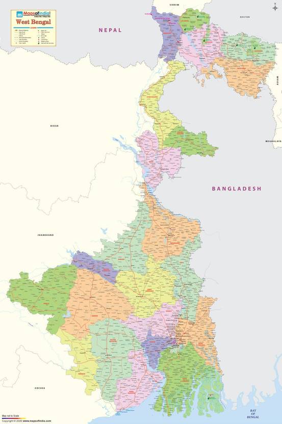 West Bengal Detailed Political Map Fine Art Print - Maps posters in ...