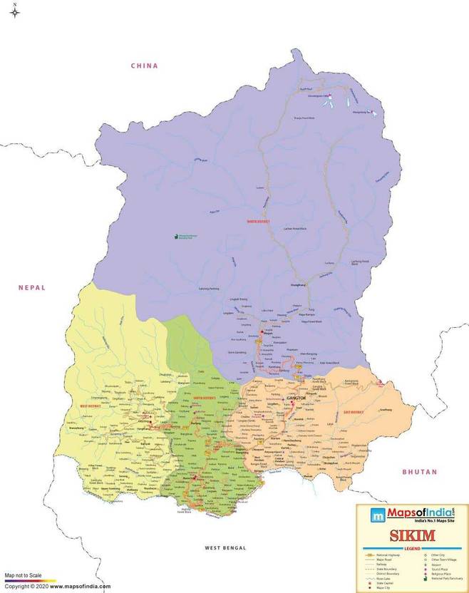 Sikkim Detailed Political Map Fine Art Print - Maps posters in India - Buy art, film, design ...