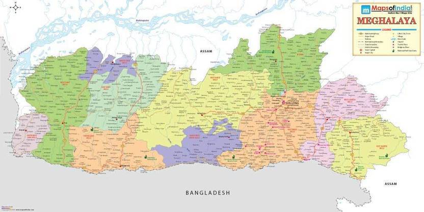 Meghalaya Detailed Political Map Fine Art Print - Maps posters in India ...