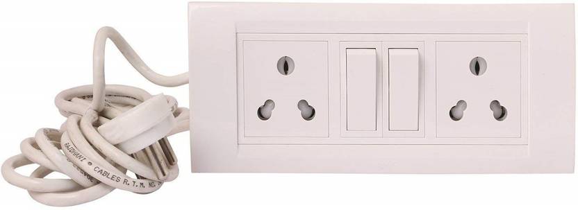 Tinax Heavy Duty PVC Extension Board (2Socket & 2 Switch OF 15A+6A) 5 ...