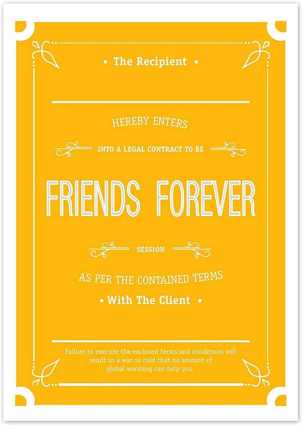 Oye Happy Friendship Contract - Funny Contract for Best Friend/BFFs ...