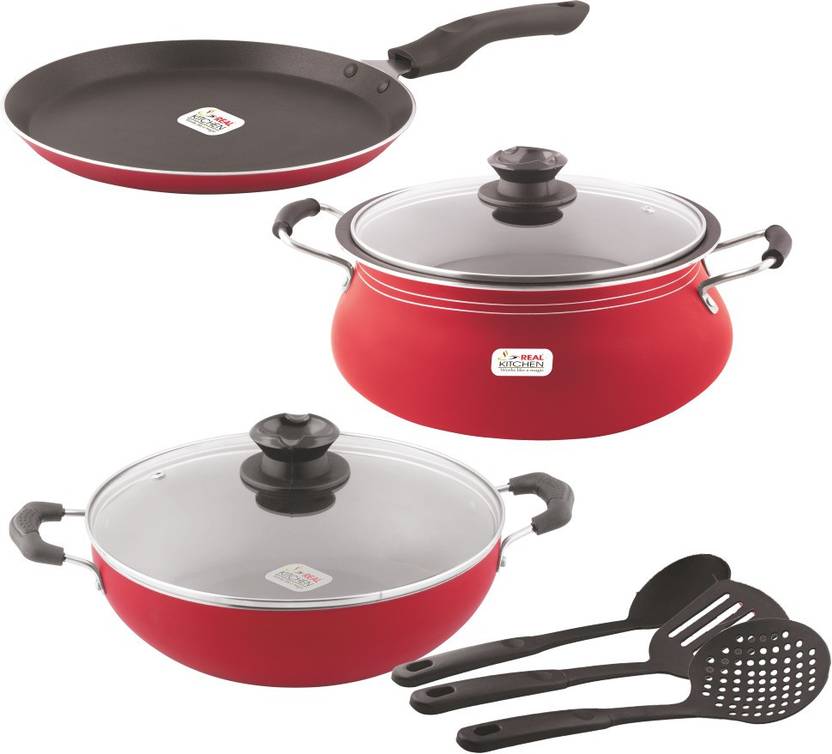 REAL KITCHEN 8 Pcs Gift Set Non-Stick Coated Cookware Set Price in ...
