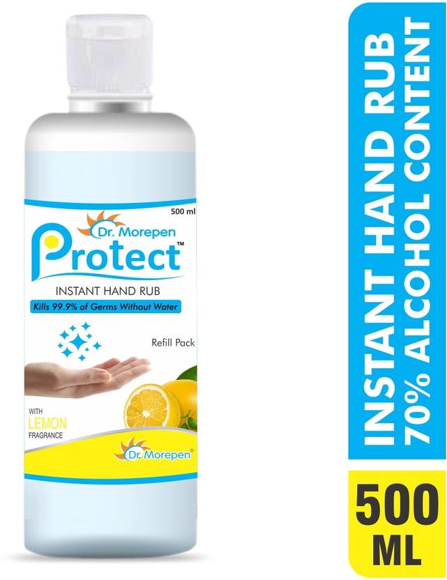Dr. Morepen Protect Hand Rub Liquid 500 ML With Lemon Fragrance Hand ...