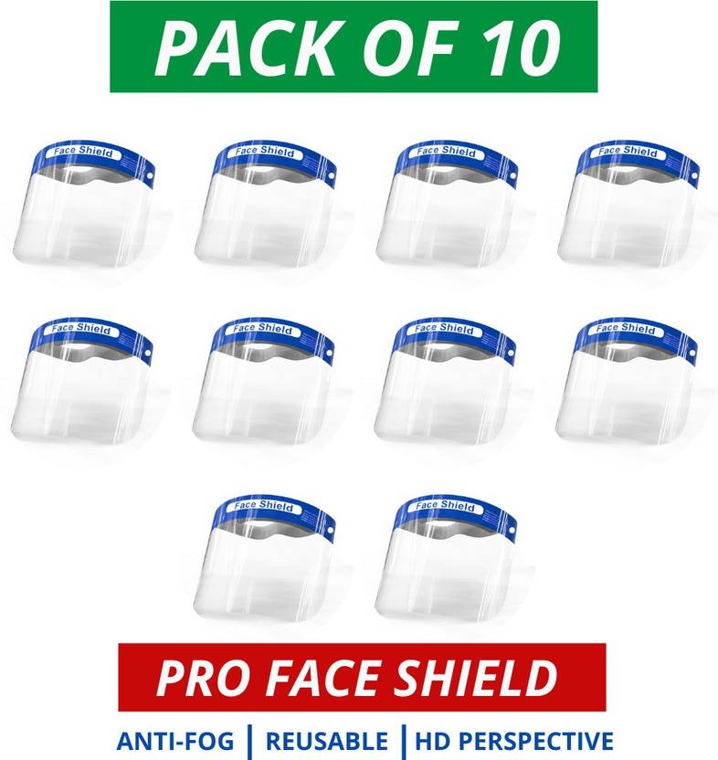 Pro Face Shield Mask - (Pack of 10) Full Face shield mask Reusable ...