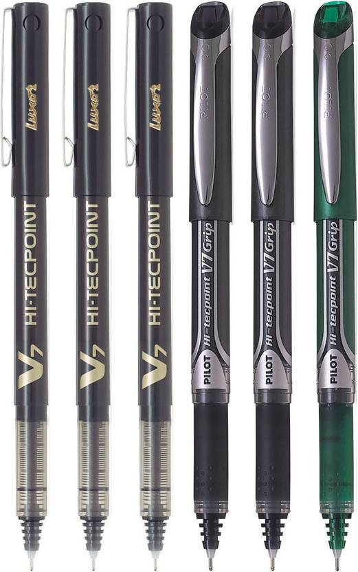 PILOT V7/V7 Grip (Black/Green - Set of 6) Roller Ball Pen - Buy PILOT ...