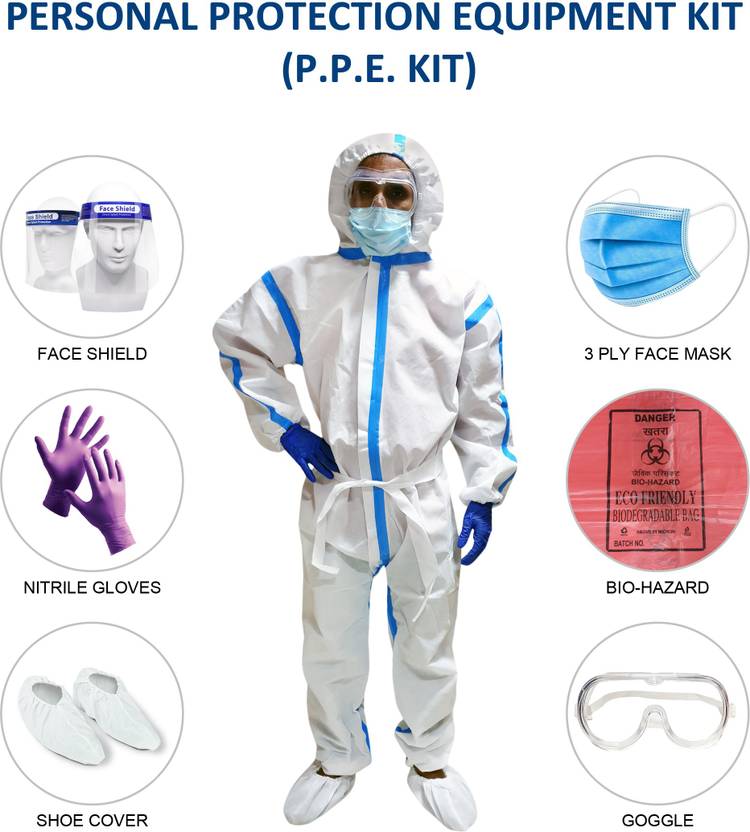 Suntop 6-in-1 PPE Kit Personal Protective Equipment Combo with Coverall ...