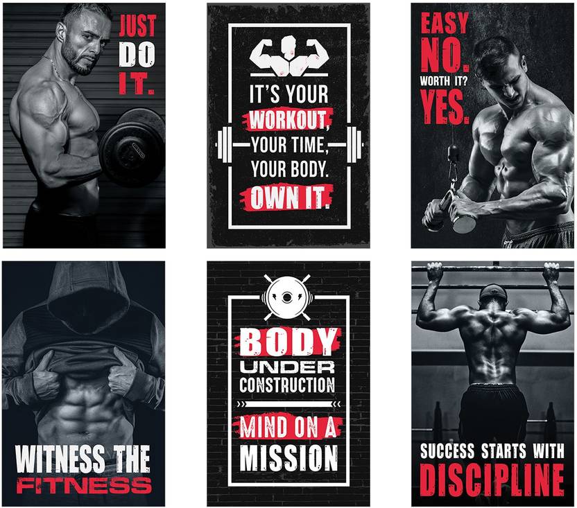 Gym posters - Set of 6 - Gym Posters Motivational - Gym Quotes Poster ...