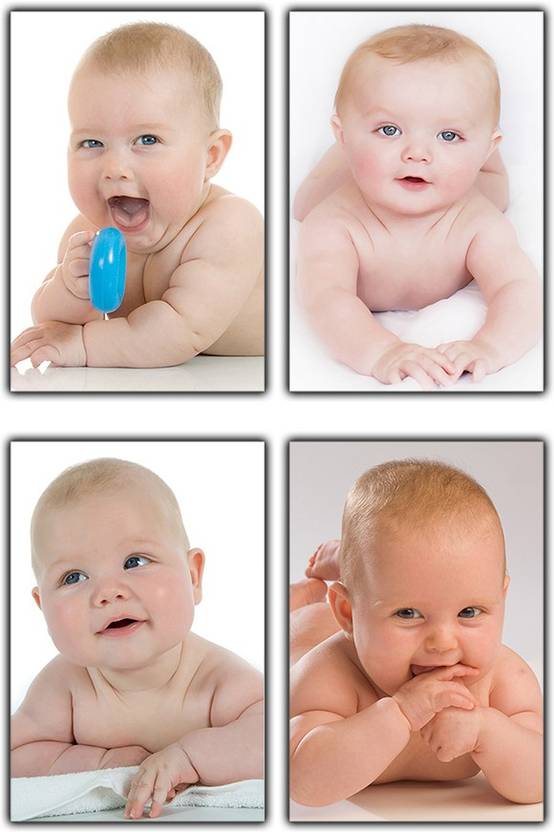 Poster N frame Set of 4 Cute Baby Combo Posters\Smiling Baby Poster ...