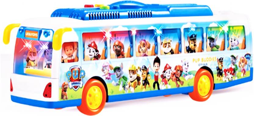 ZIQRA TOYS Super Friction Powered Pup Buddies City Bus with Flashing ...