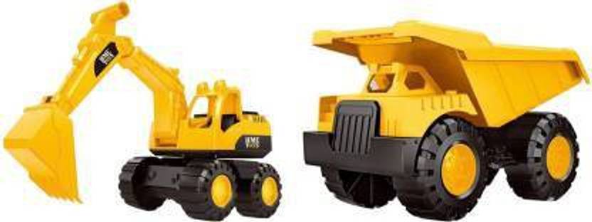 ZIQRA TOYS Combo Of 2, JCB and Dumper Construction Friction Power Rev ...