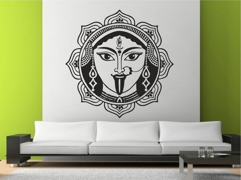 WALL GURU 56 cm durga mata wall sticker (black (pvc vinyl sticker) Self ...