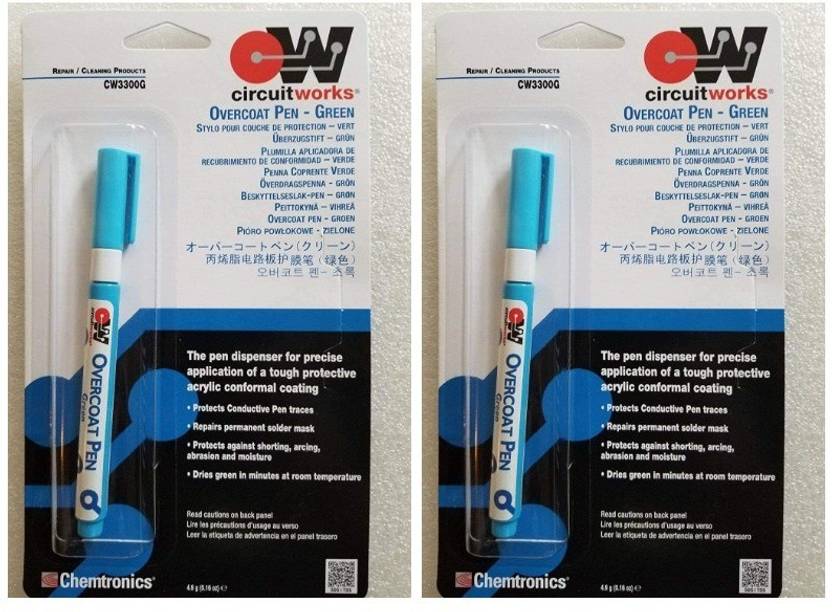 CircuitWorks CW3300G Overcoat Pen - Green, 4.9 g (0.16 oz.)(pack of 2 ...