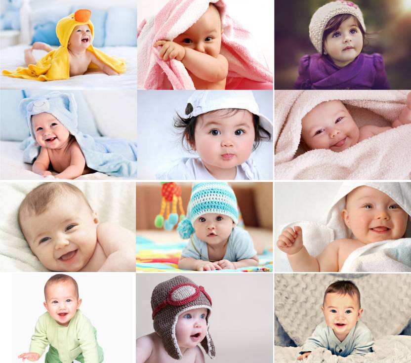 Set of 12 Cute Baby Combo Posters | Smiling Baby Poster | Poster for ...
