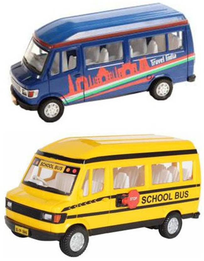 KIDZIAN Non Toxic Fibre Made Set Of 2 TMP Traveler + School Bus, Pull ...