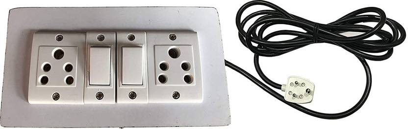ZOLDYCK 2 Switch 2 Socket Wooden Electric Extension Board With (2 Meter ...