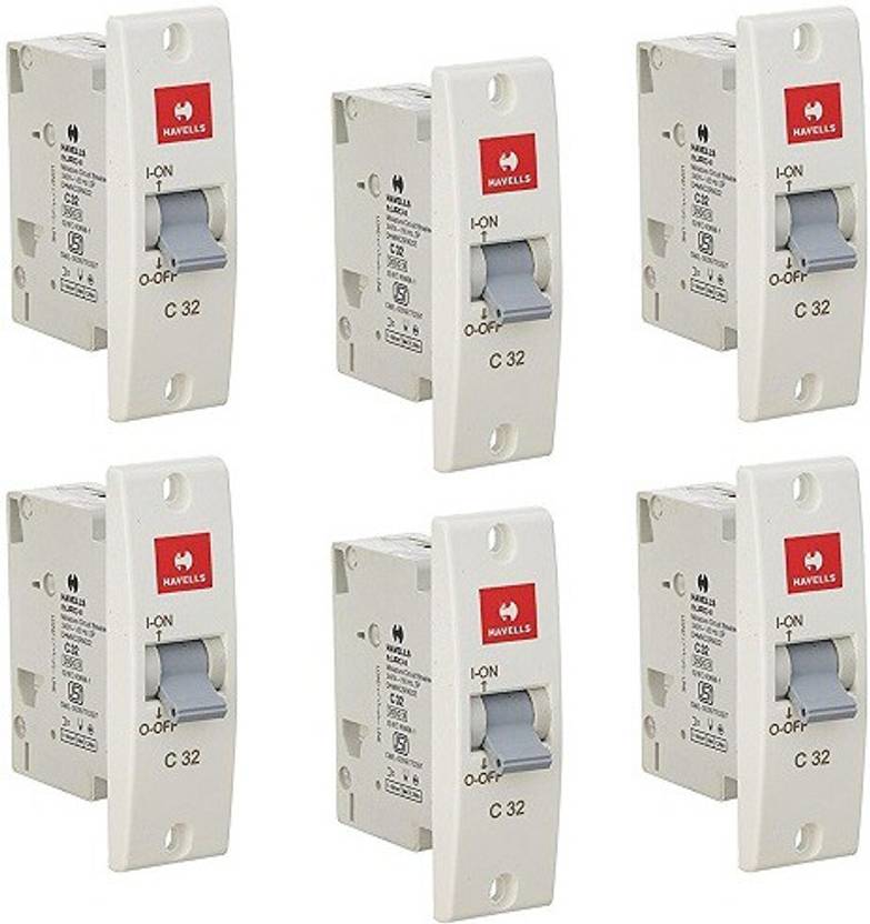 HAVELLS DHMNCSPA032 PVC Plastic 32A SP C Mini MCB (White,Pack of 6) DHMNCSPA032-PK6 MCB Price in ...