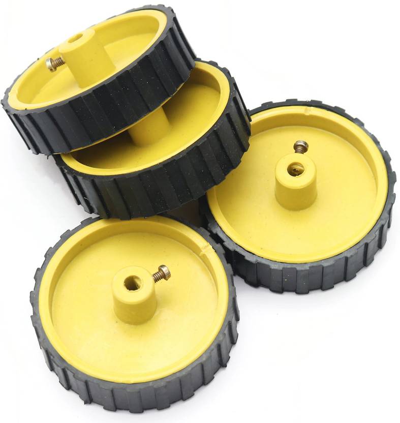 Electronic Spices set of 4 Yellow Gear Motor Robotic Wheel 7 X 2cm for ...