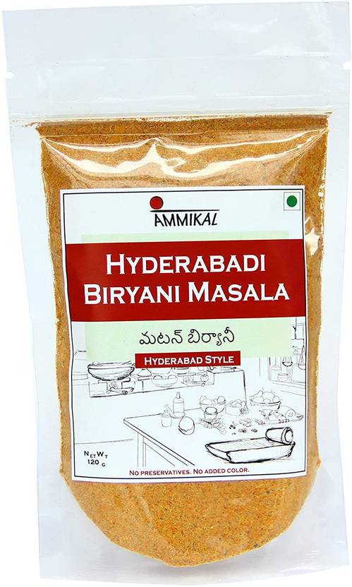 Ammikal Hyderabadi Biryani Masala (120g) | 100% Veg | Use with Mutton ...