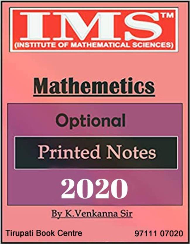 IMS Study Material-Class Notes- IMS Maths Optional Notes Paperback ...