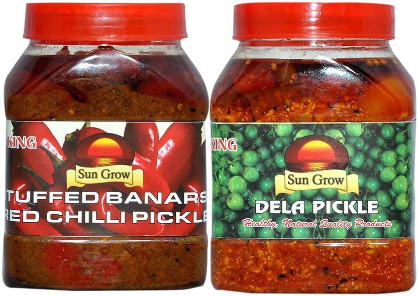 Sun Grow Combo of Organic Homemade Pickles Stuffed Banarasi Red Chilli ...