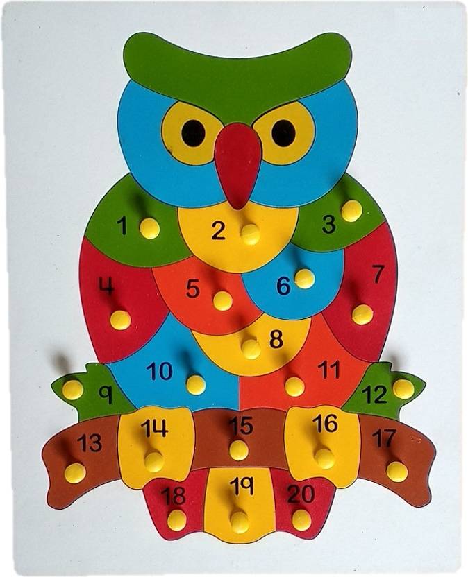 smart kidz WOODEN COUNTING OWL WITH NUMBER EDUCATIONAL PUZZLE FOR KIDS ...