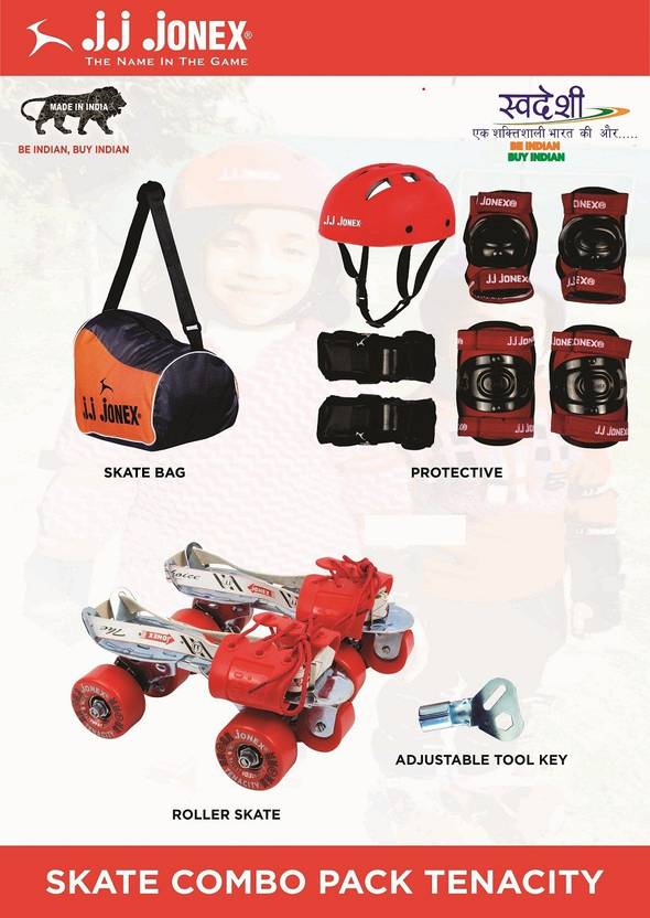 JJ Jonex Combo of Adjustable tenacity quad skates with 4 in 1 ...