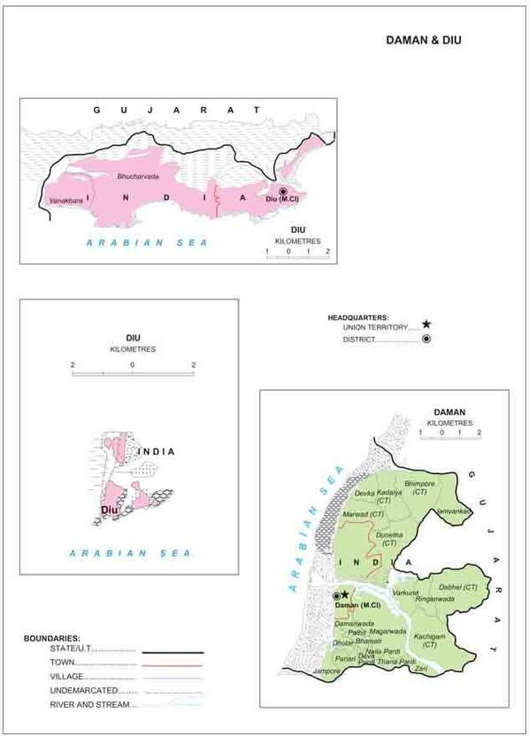 Daman And Diu Map Waterproof Vinyl Sticker Poster 24x18 Inches Can1839 2 Fine Art Print