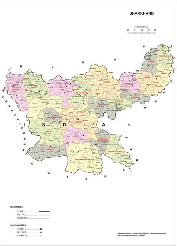 Jharkhand Map Waterproof Vinyl Sticker Poster || (24X18 inches) can1846 ...