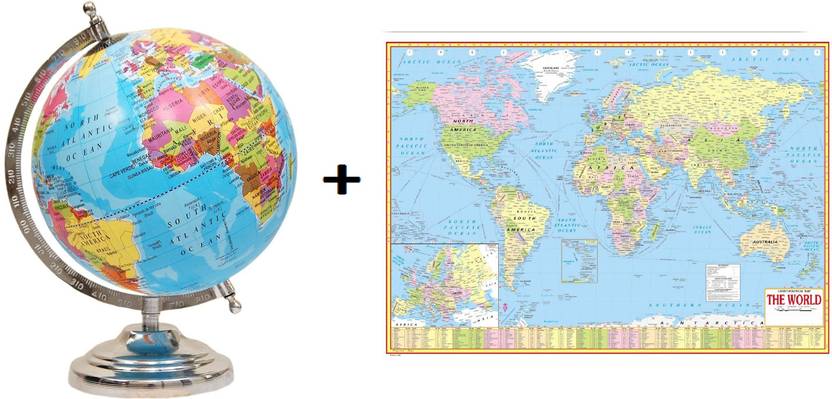 VENZY COMBO OF Political Educational Laminated 8 Inch Globe AND world ...