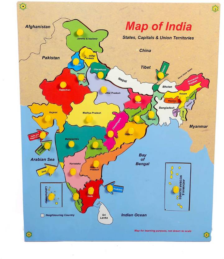 Toyvala Premium Quality Pinewood Wooden Board/ Indian Map /Board Game ...