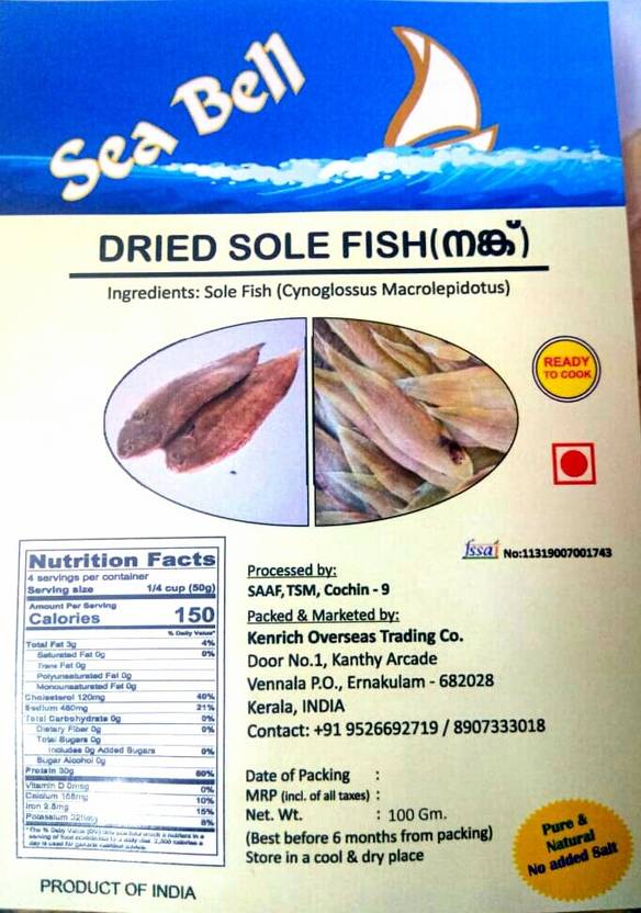sea bell Dry Sole Fish ( Nangu/ Manthal ) Cleaned & Ready to cook { Wt ...