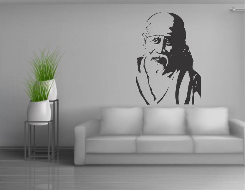 Croun Decals 75 cm Sai baba wall decal sticker Black sai baba sticker ...