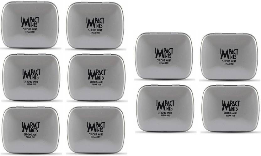 Impact Mints Sugar Free Mints- Strong Mints -14g (Pack of 10) (Imported ...