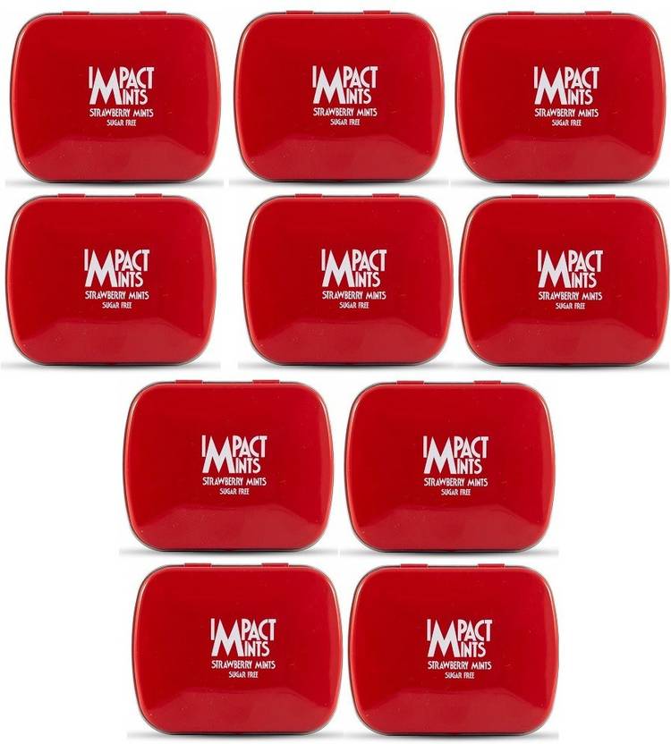 Impact Mints Sugar Free Mints- Strawberry-14g (Pack of 10) (Imported ...