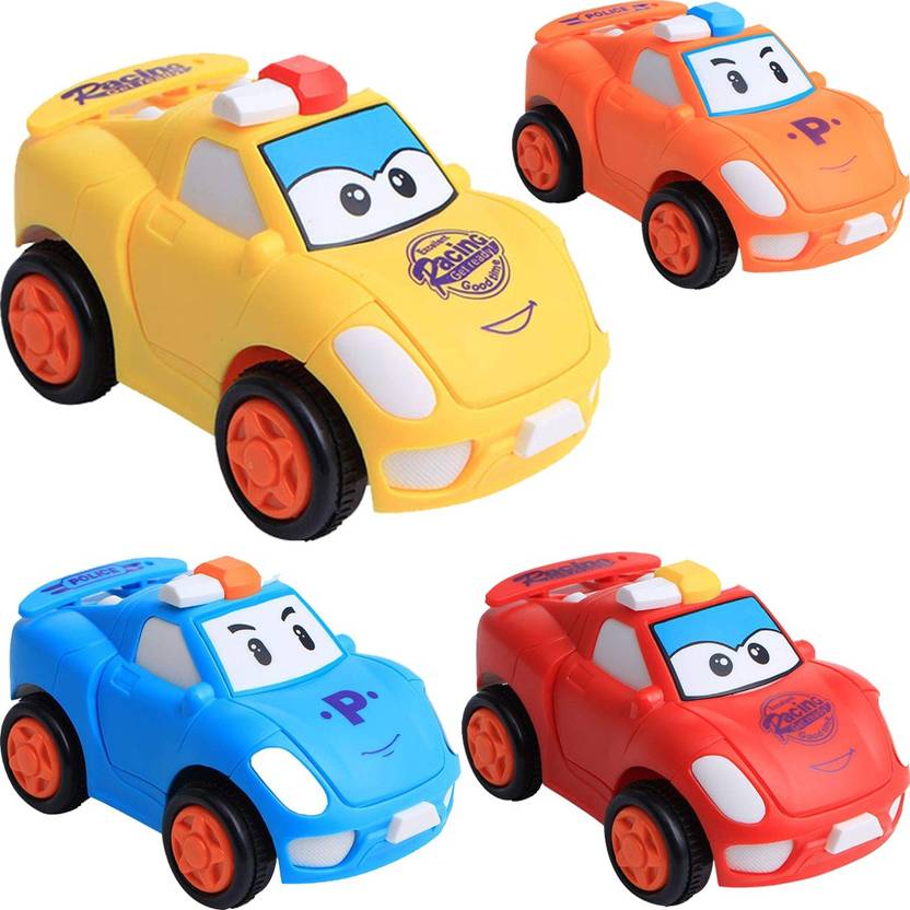 Toyvala Set of 4 Friction Powered Cartoon Cars Car Toy Push and Go Car ...