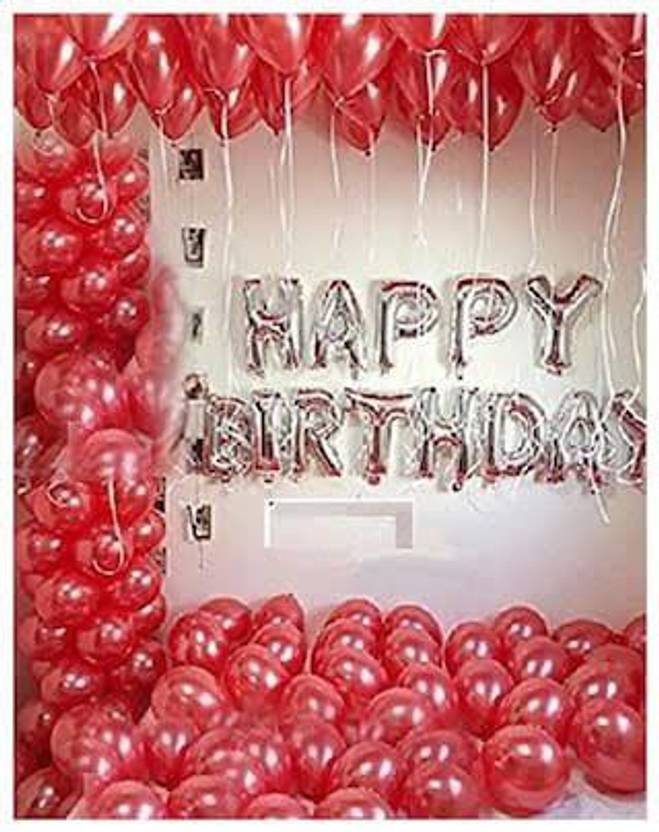 Flipkart.com | Balaji Solid Siver Happy Birthday Baloon Set With 30 Red ...