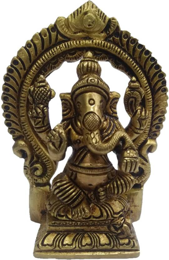 Vinayakmoorti Brass Ganesh Sitting Singhasan Home Decorative Showpiec