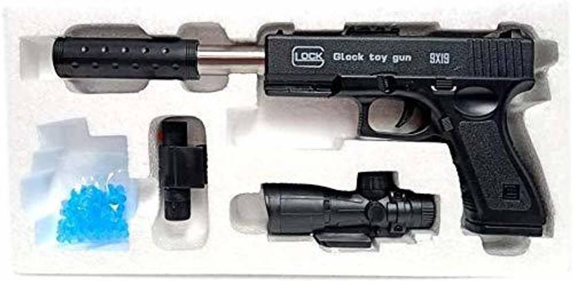 manzees Water Bullets Pistol with Silencer, red Laser Light Toy Gun ...