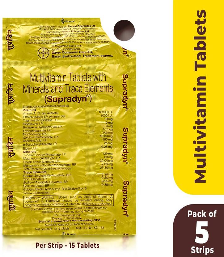 Supradyn Multivitamin with Minerals and Trace Elements Tablets Price in ...