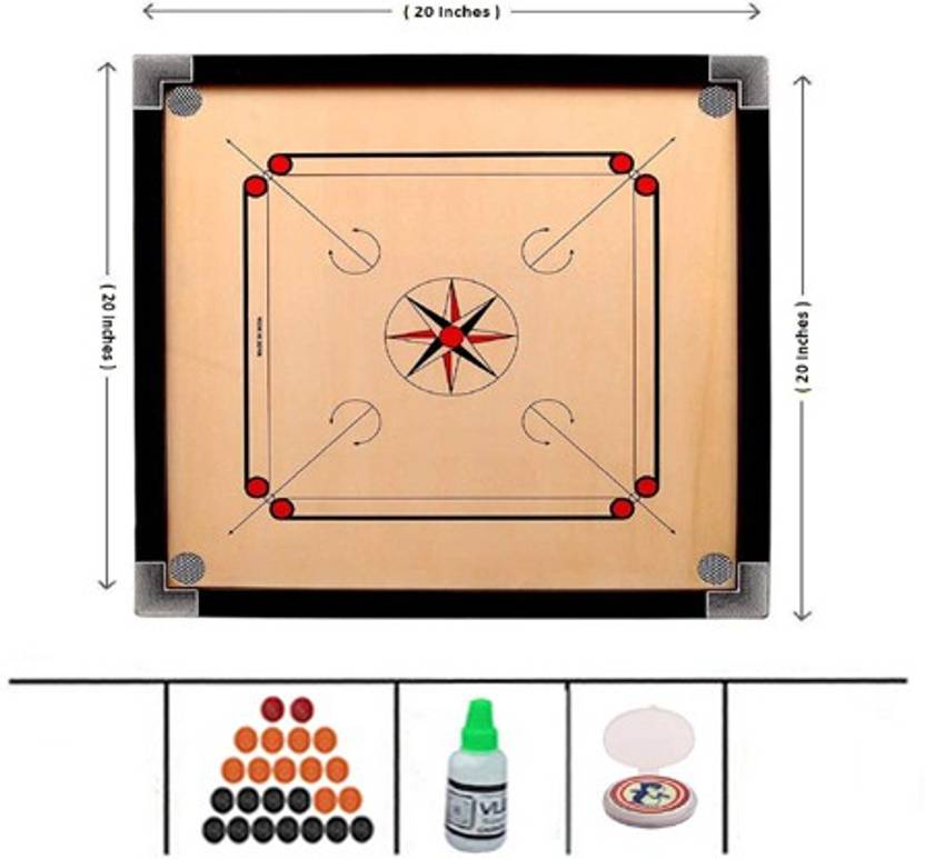 Nidasuper 20 Inch Carrom Small Size with Wooden Coins/Striker/Powder ...