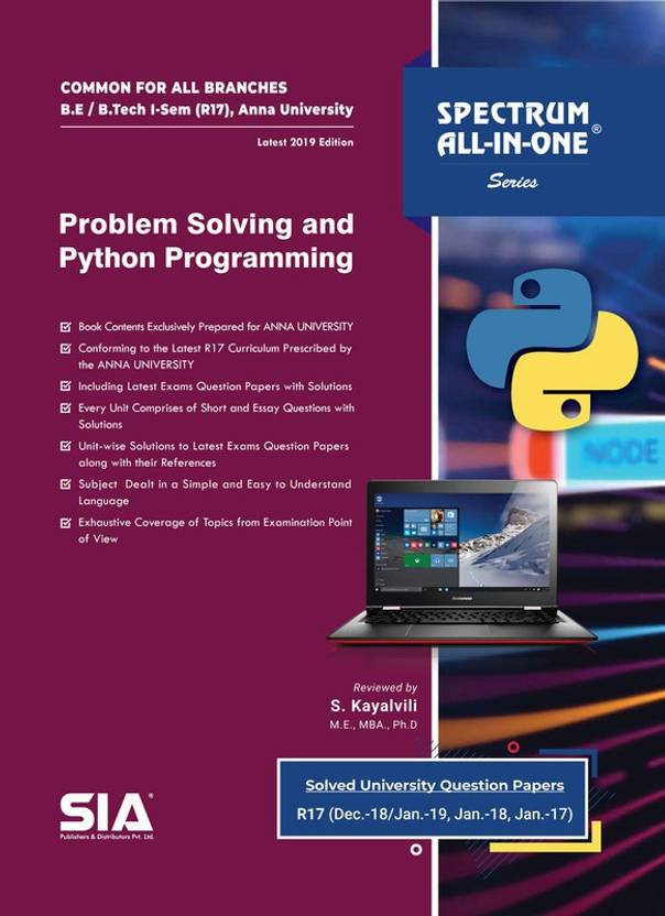 Problem Solving And Python Programming Common For All Branches Bebtech I Semester R 17