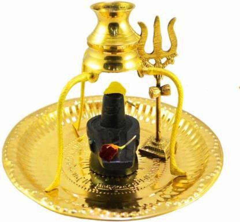 NAVYAKSH Marble Shaligram Shiva Ling Lingam Statue Brass Plate with ...