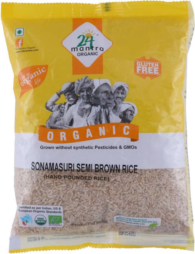 24 mantra ORGANIC Hand Pounded Semi Brown Sona Masoori Rice Price in ...